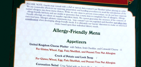 Allergy Menus at Disney World - Everything You Need to Know